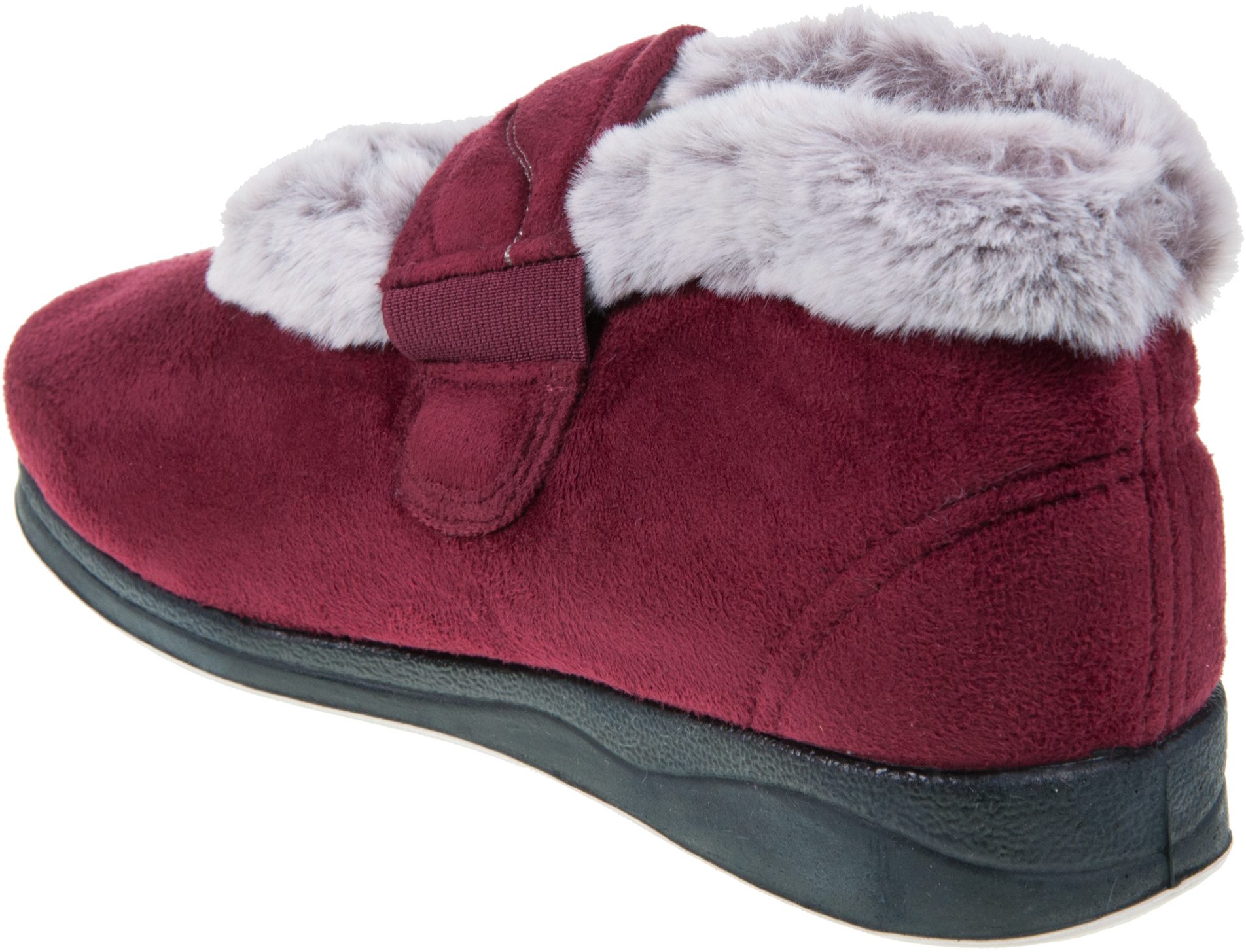 Padders Hush Burgundy / Grey 409/5307 - Boot Slippers - Humphries Shoes