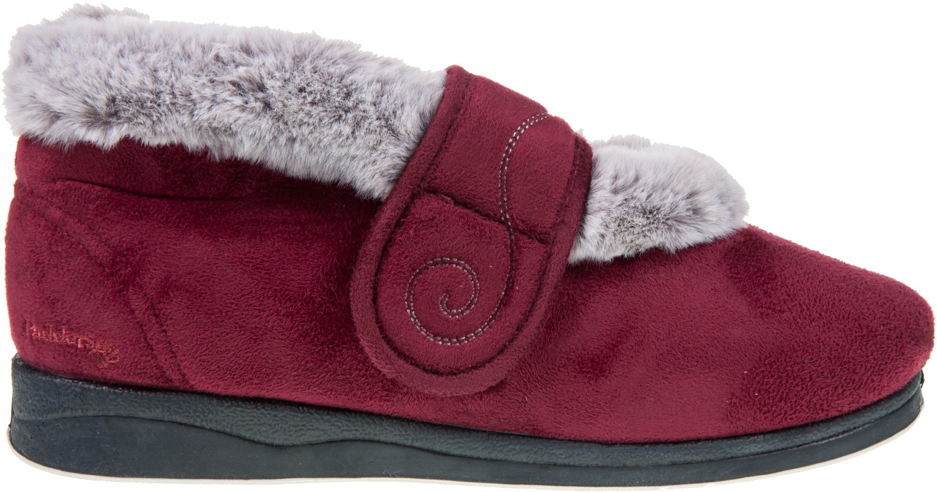 Padders Hush Burgundy / Grey 409/5307 - Boot Slippers - Humphries Shoes