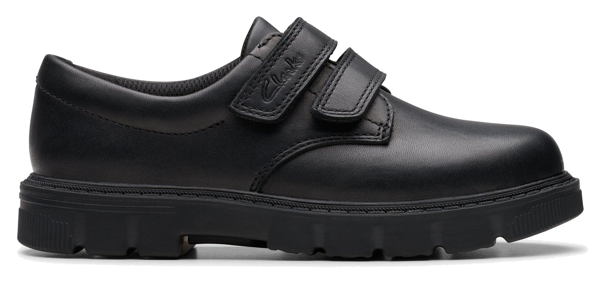 Clarks Lorcam Loop Kids Black Leather 26178300 - Boys School Shoes ...
