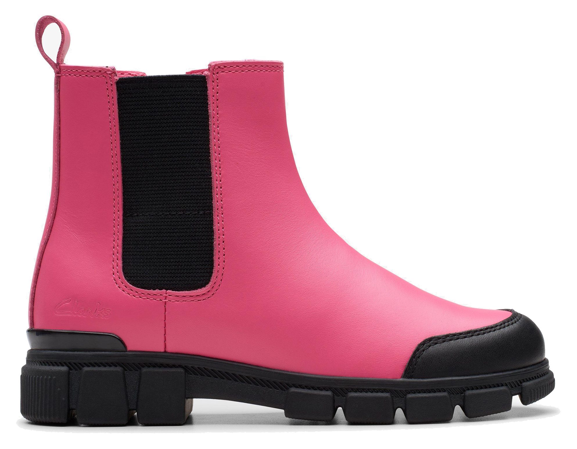 Clarks Evyn Chelsea Kids Bright Pink Leather 26179042 Girls Boots Humphries Shoes