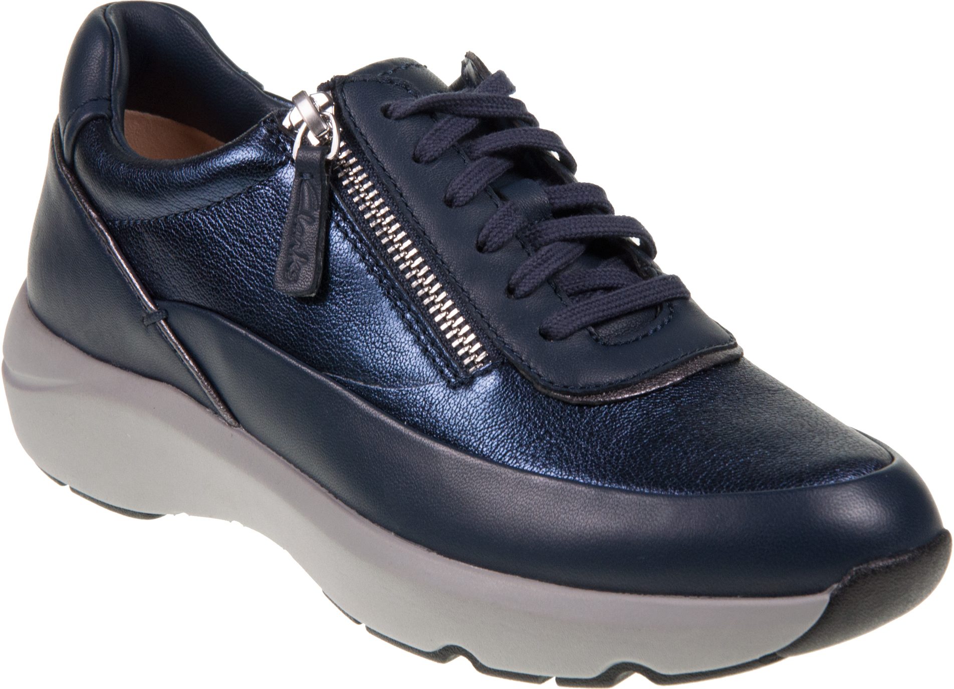 Clarks Tivoli Zip Navy Combi 26179100 - Everyday Shoes - Humphries Shoes