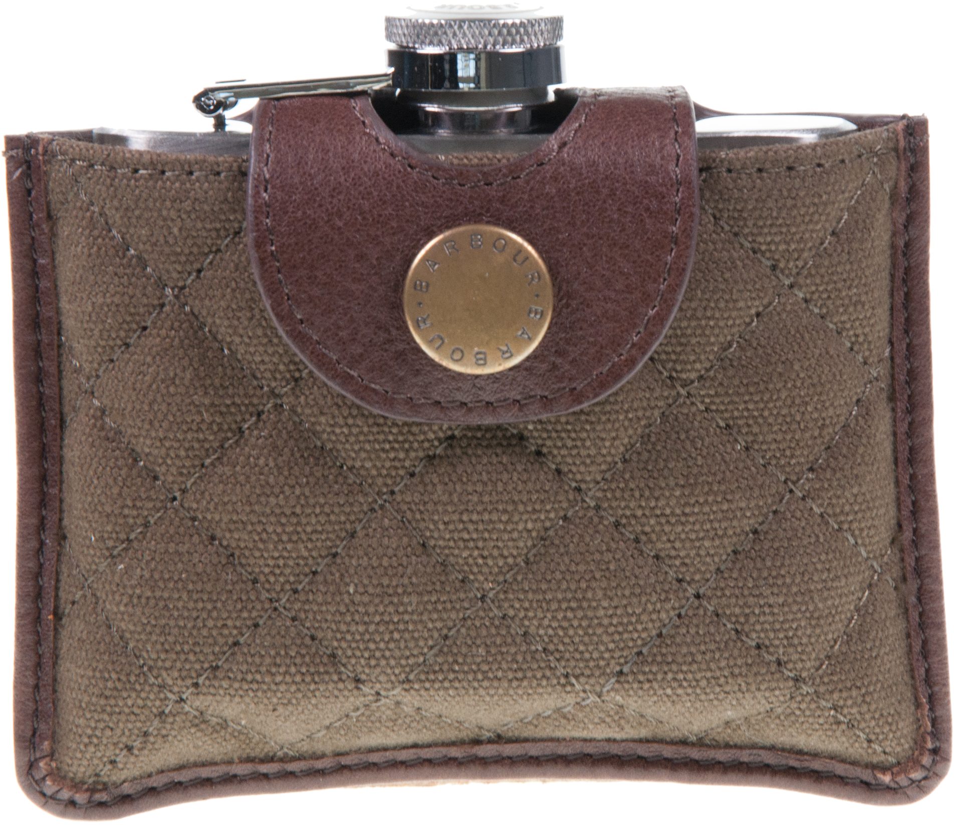 Barbour Padbury Hip Flask Dark Brown / Olive MAC0464BR71 - Drinkware ...