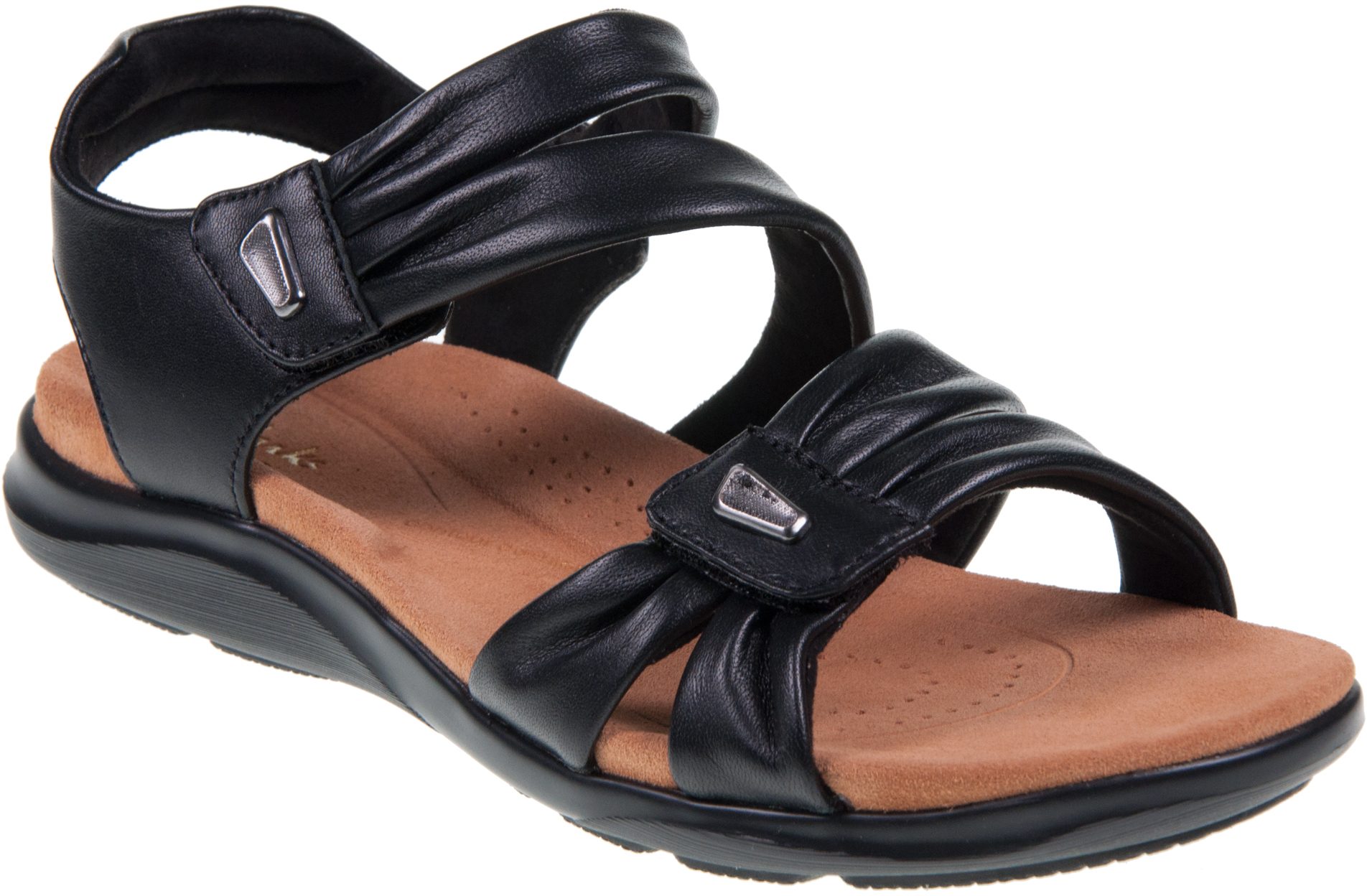 Clarks Kitly Ave Black Leather 26177303 - Full Sandals - Humphries Shoes
