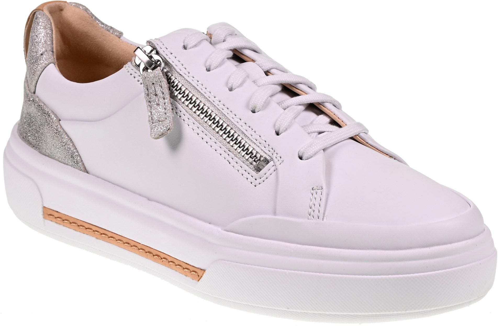 Clarks Hollyhock Zip Silver Combi Leather 26183052 - Everyday Shoes ...