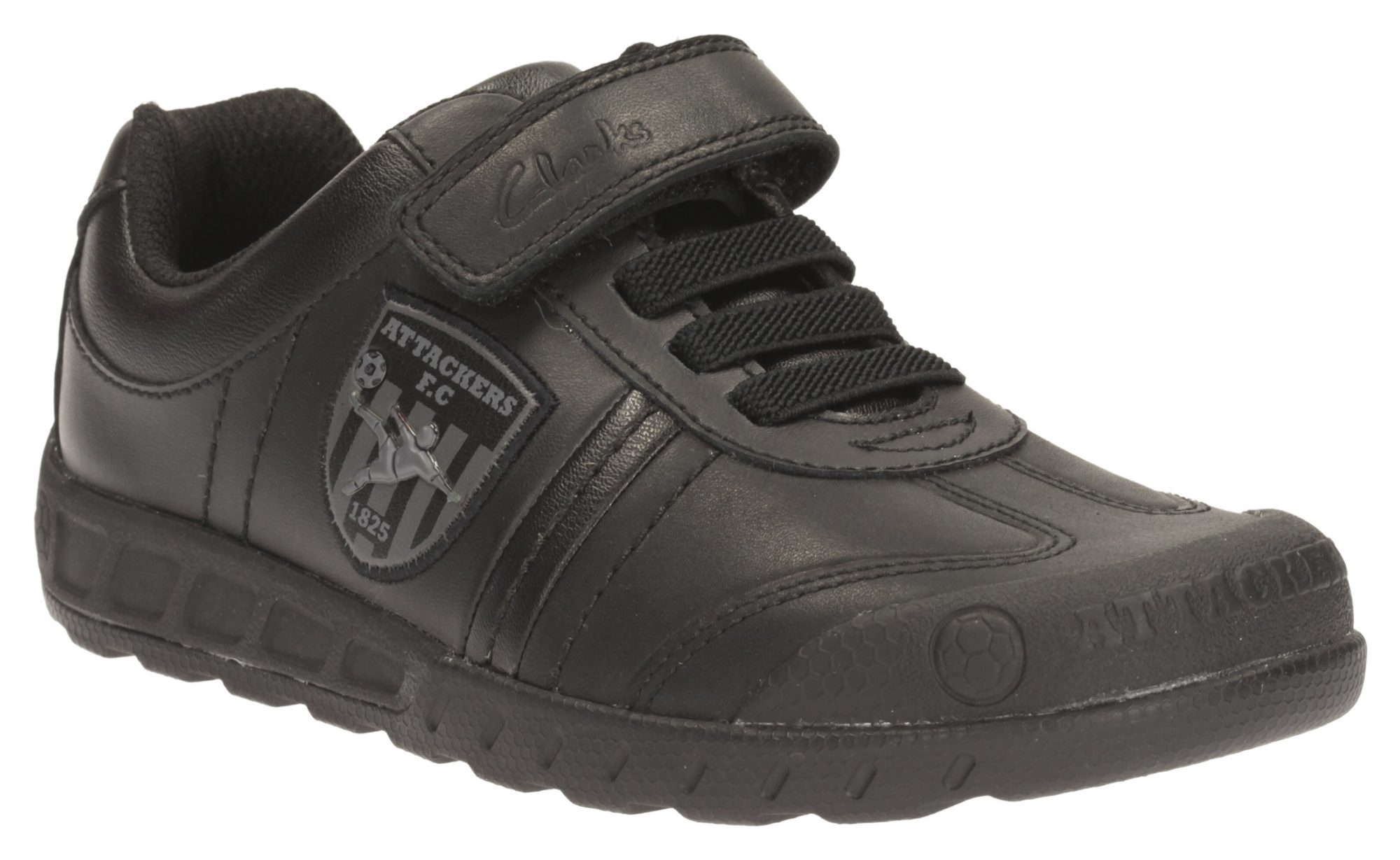 Clarks Leader Play Junior Black Leather 26114034 - Boys School Shoes ...