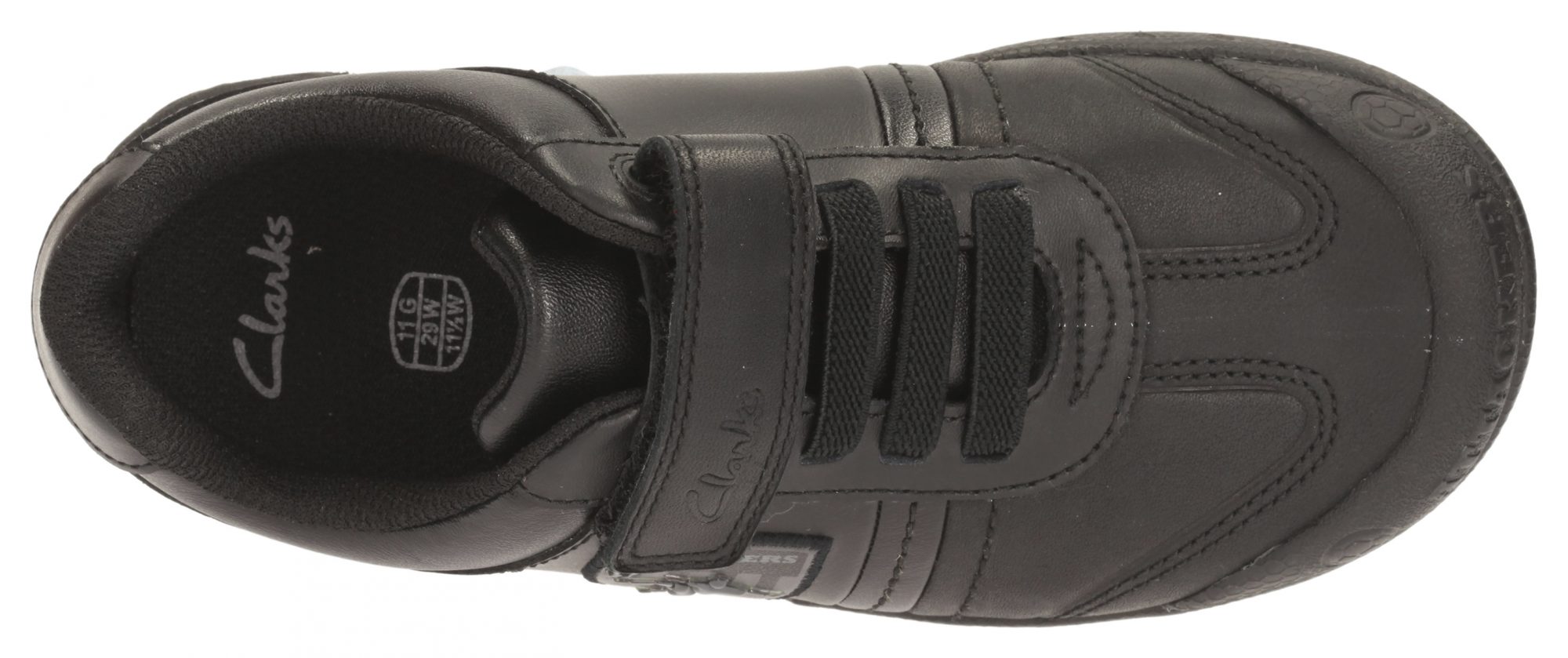 Clarks Leader Play Junior Black Leather 26114034 - Boys School Shoes ...