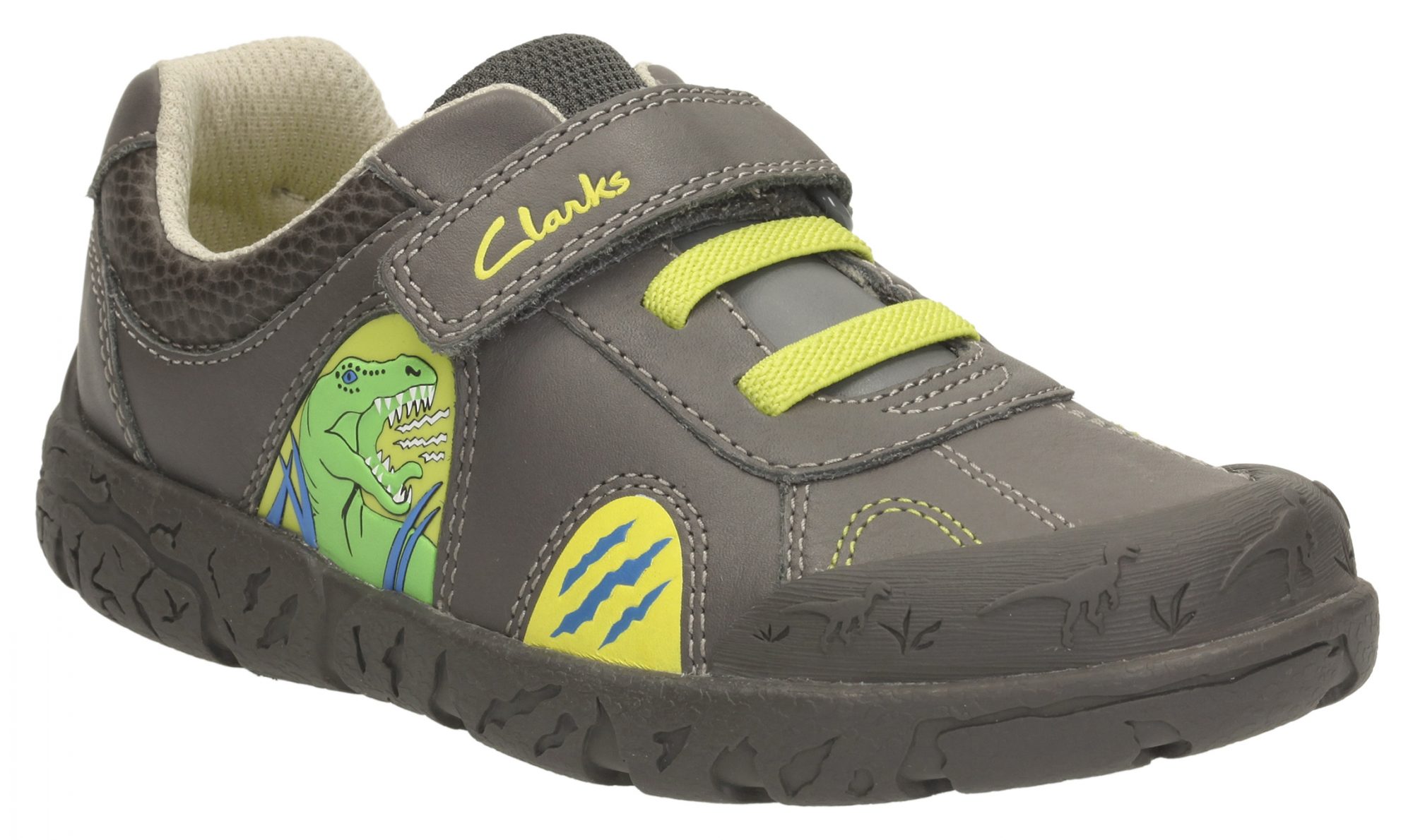 Clarks Bronto Walk Infant Grey Combi Leather 26119174 - Boys Shoes ...