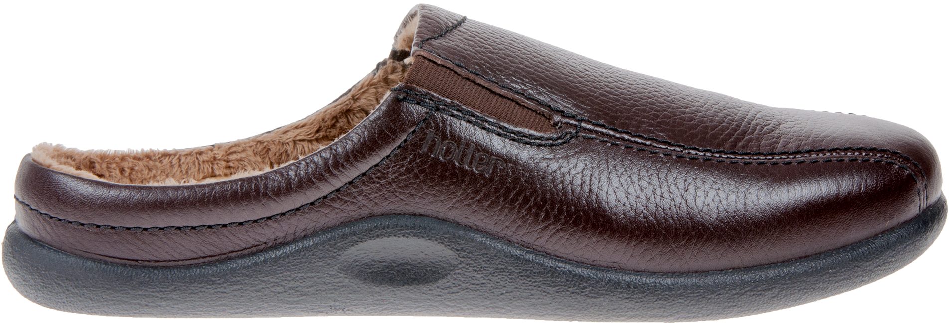 Hotter Slide Dark Brown Grain - Mule Slippers - Humphries Shoes