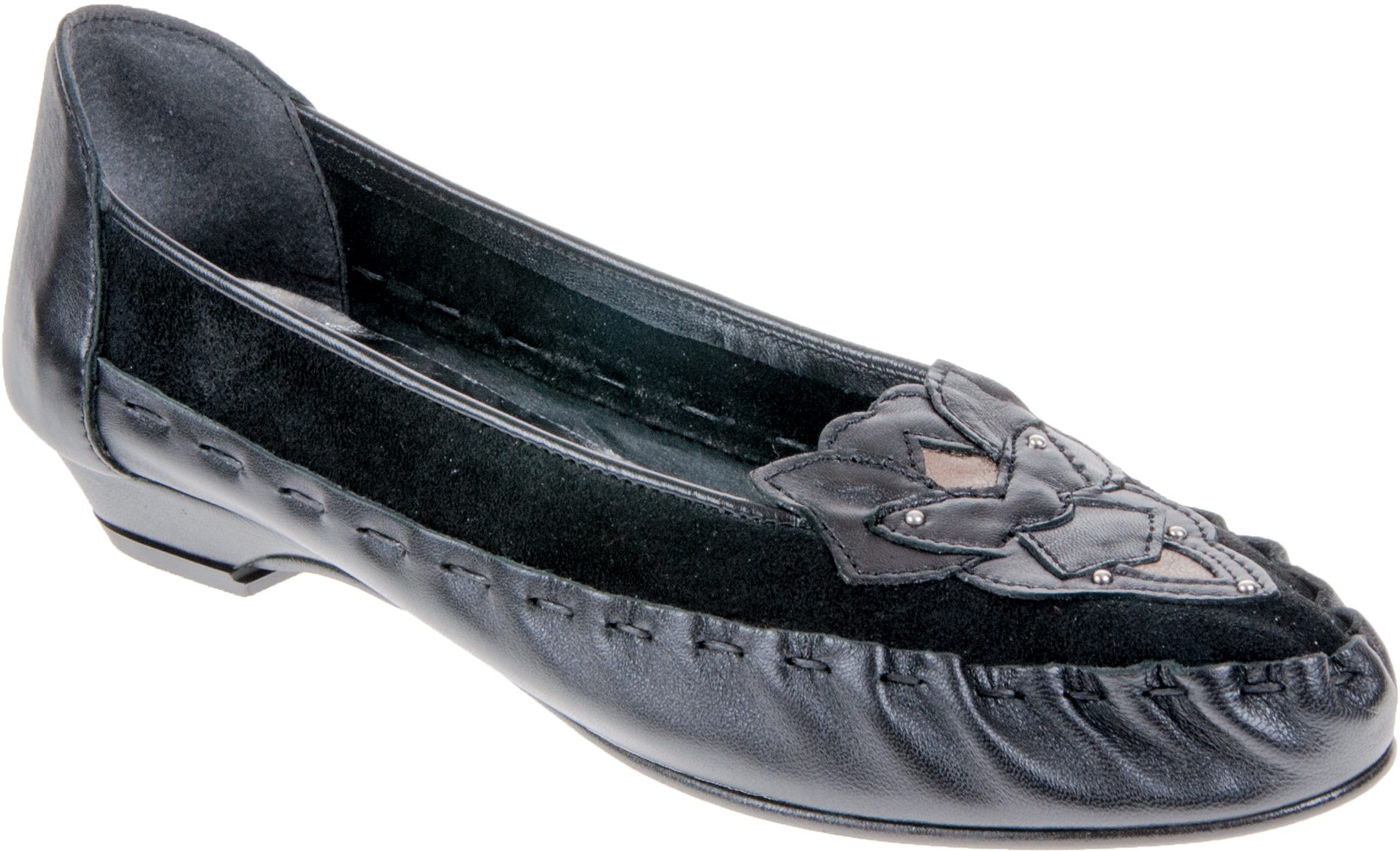 Zaccho 166 Black Leather / Suede 166 - Ballerina Shoes - Humphries Shoes