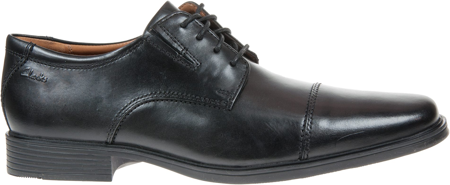 Clarks Tilden Cap Black Leather 26110309 - Formal Shoes - Humphries Shoes