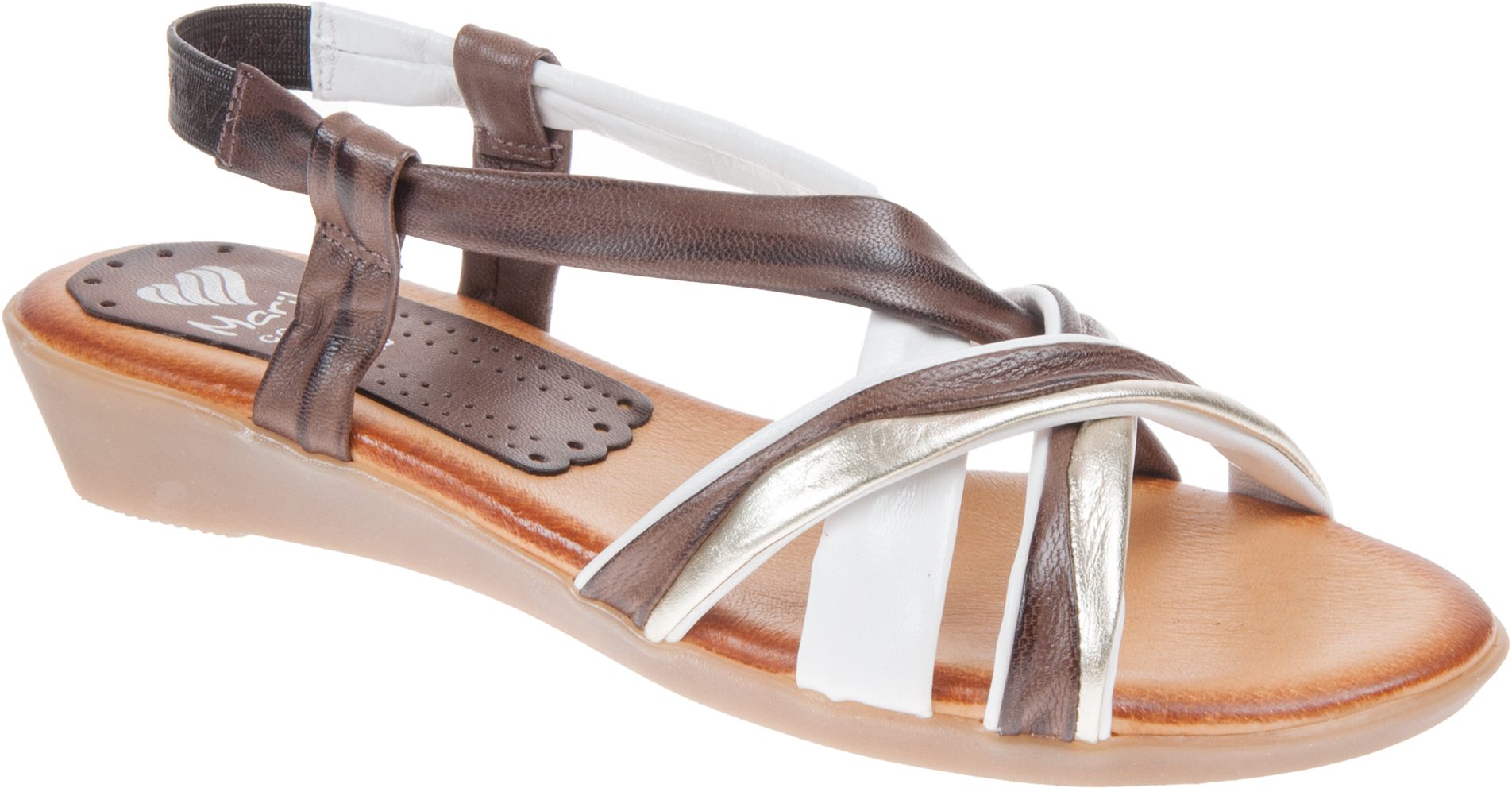 Marila 406 White / Brown 406 In 25 - Full Sandals - Humphries Shoes