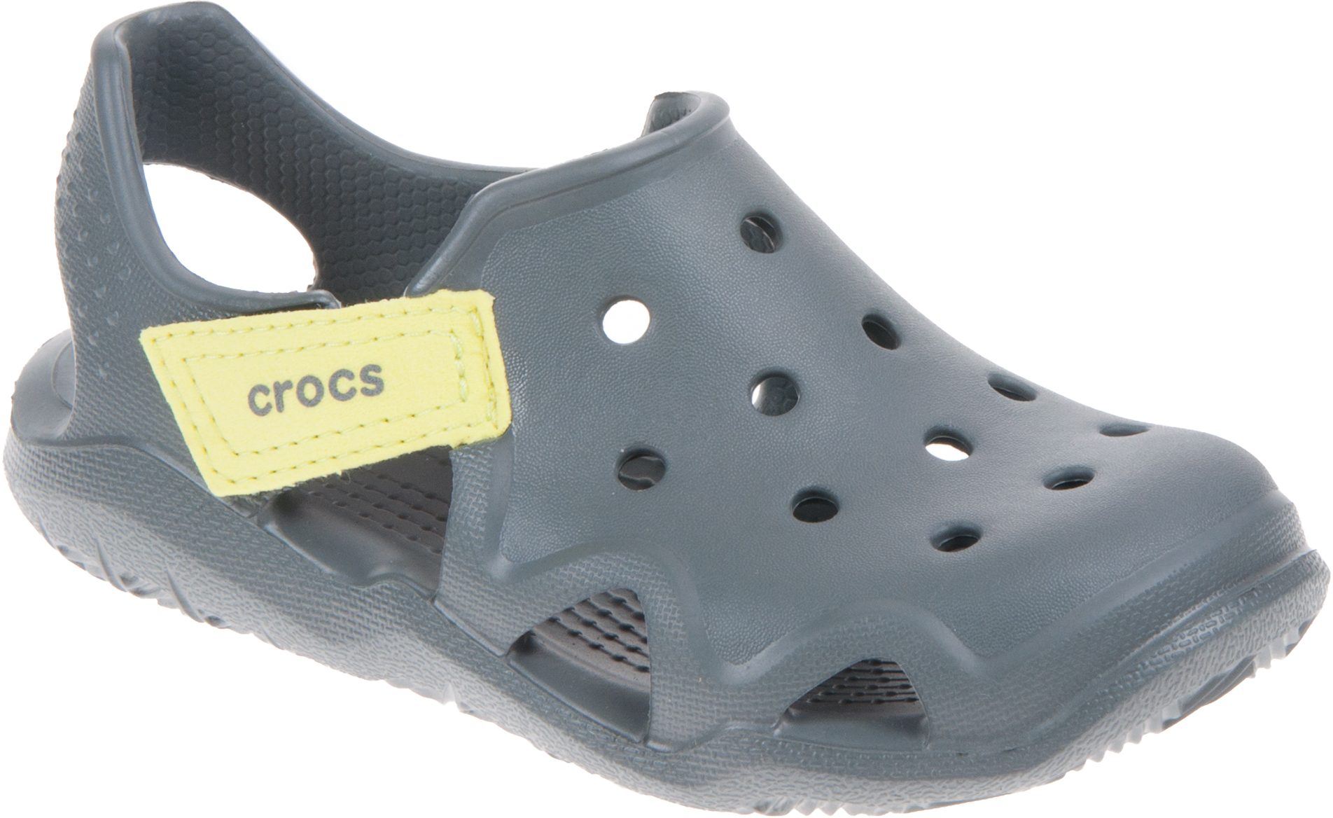 Crocs Kids Swiftwater Wave Slate Grey / Tennis Ball Green 204021-08I ...