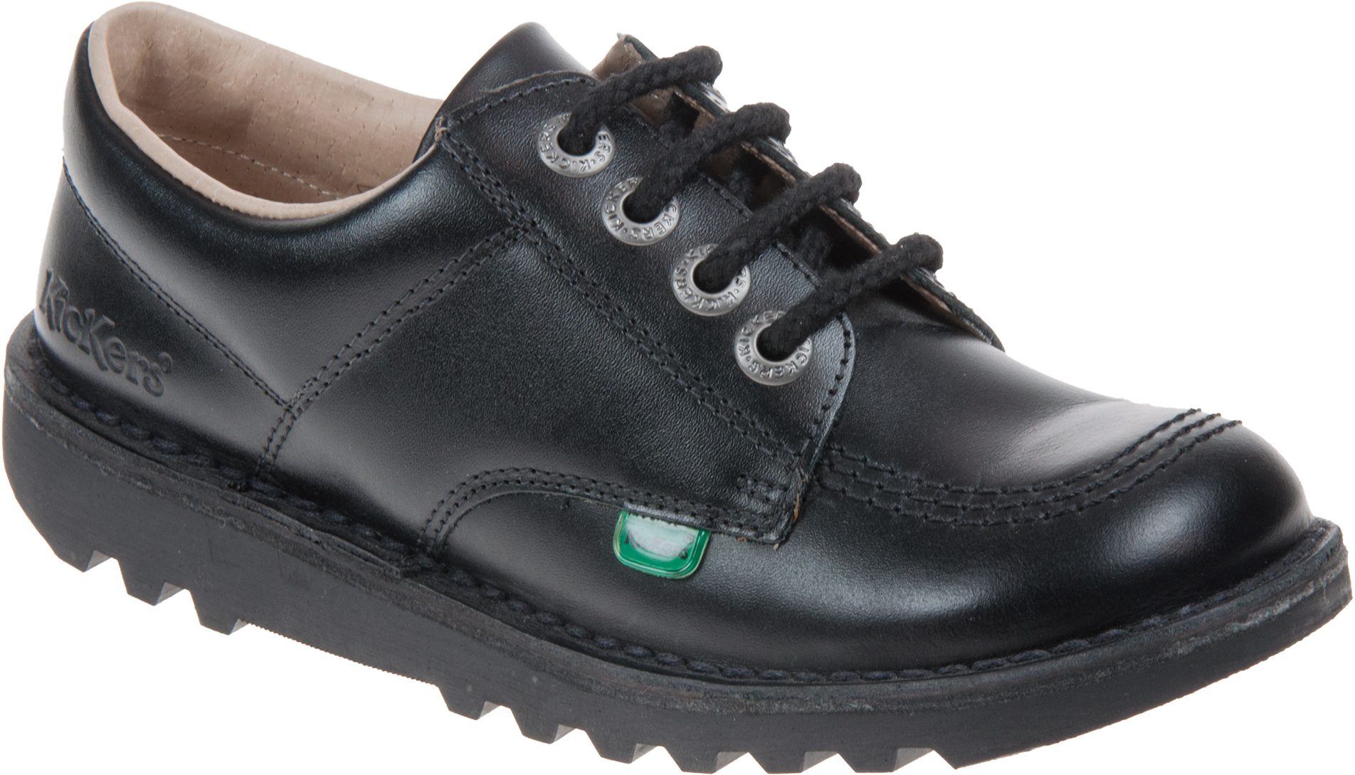 Kickers Kick Lo Jr Black Leather KF0000439 - Boys School Shoes ...