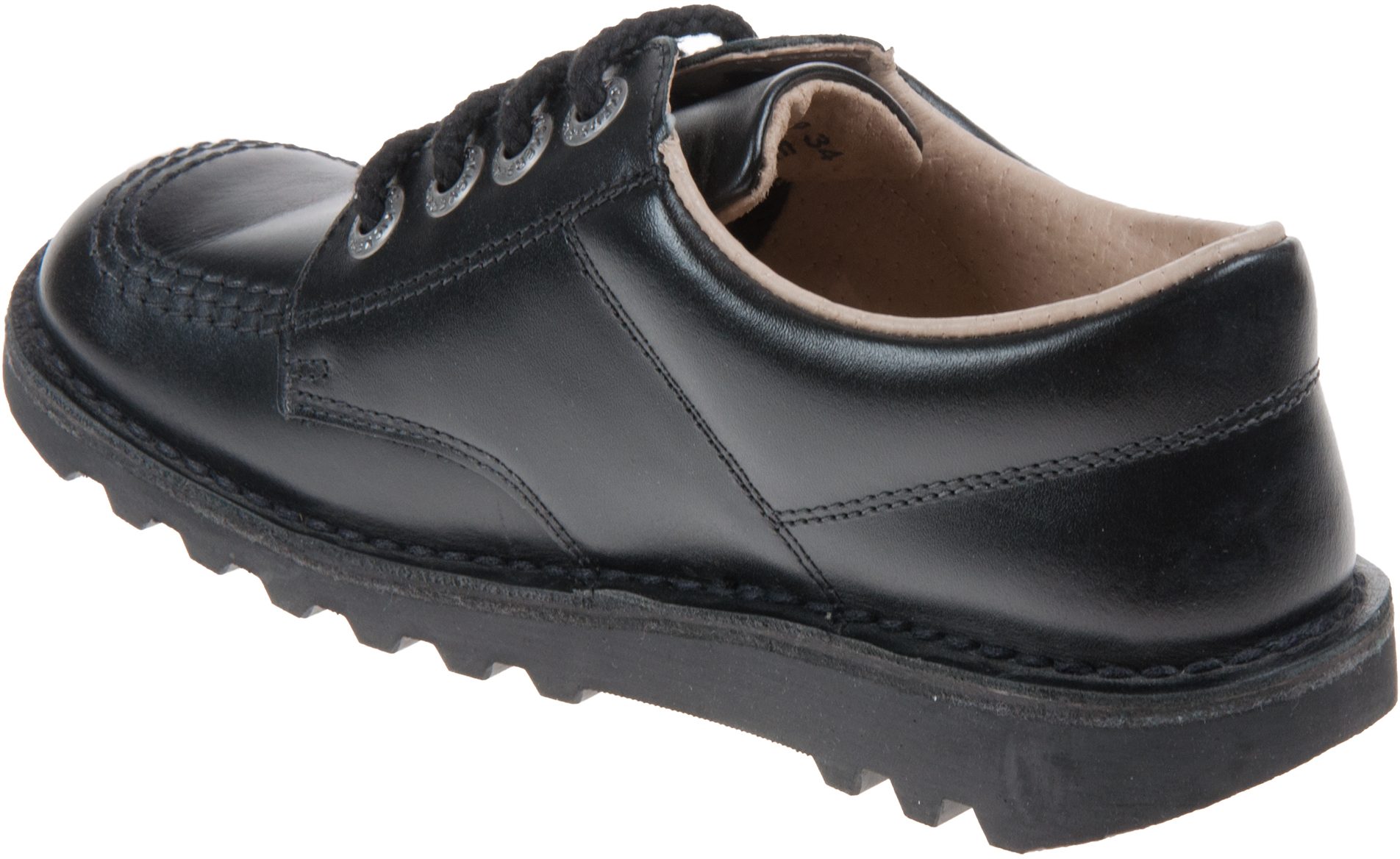 Kickers Kick Lo Jr Black Leather KF0000439 - Boys School Shoes ...