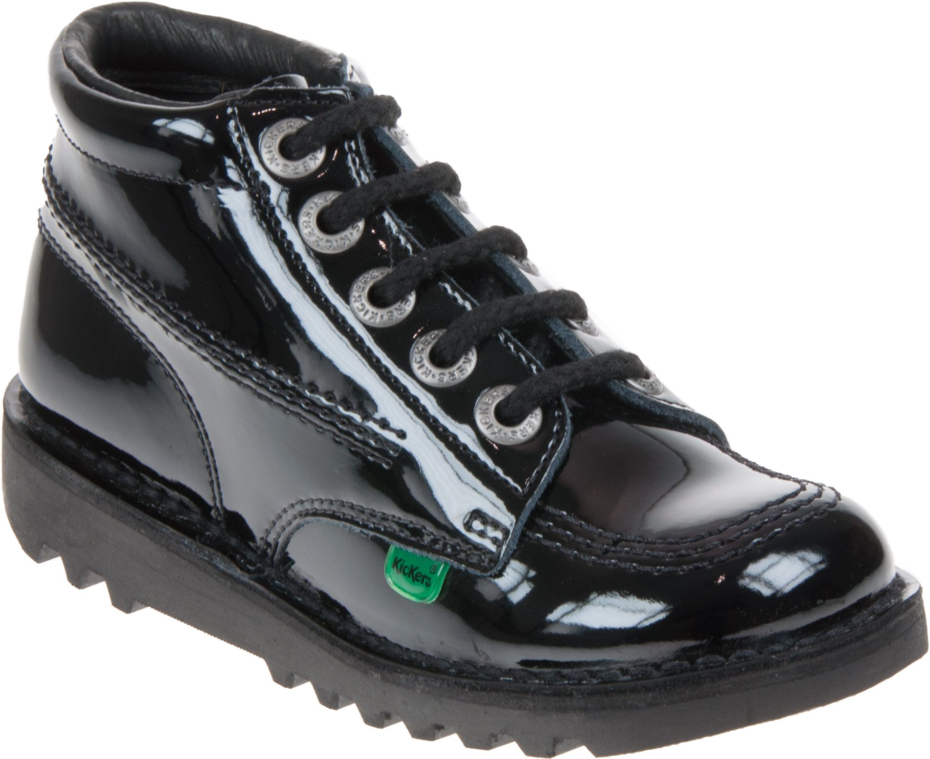 Kickers Kick Hi Kids Black Patent KF0000409 - Boys Boots - Humphries Shoes