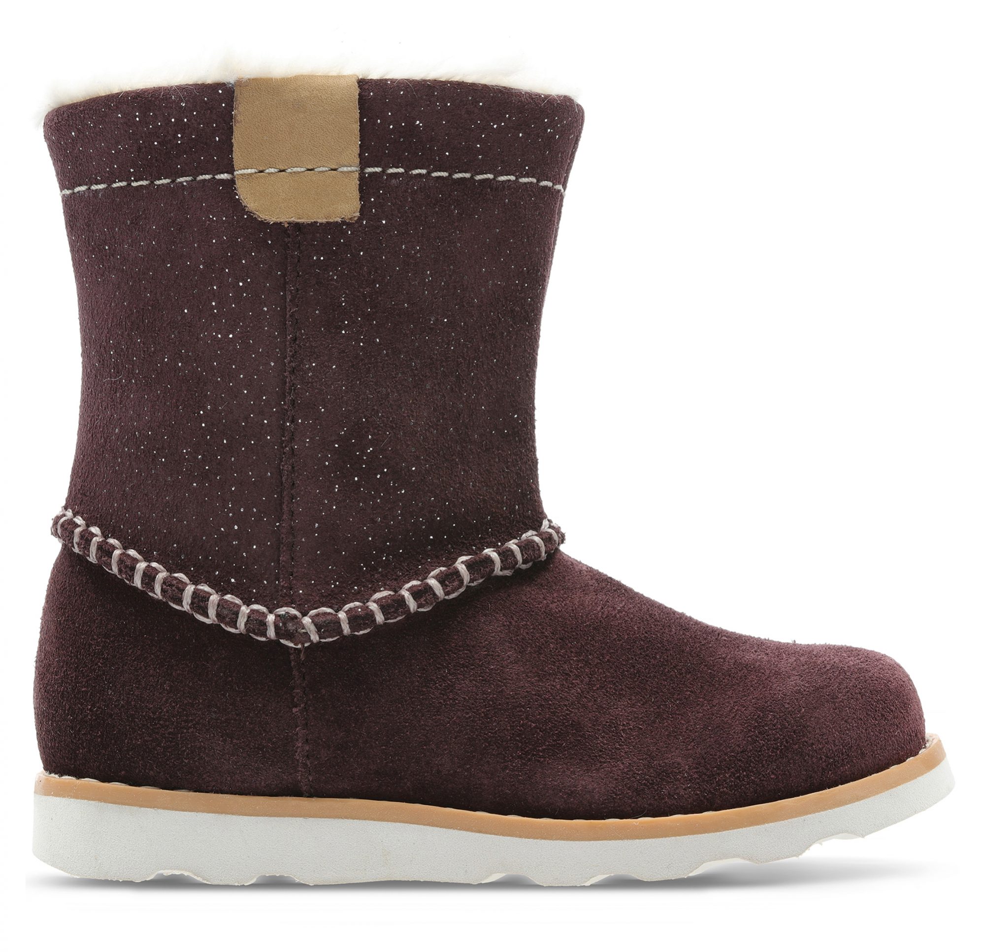 Clarks Crown Piper Burgundy Suede 26138302 - Girls Boots - Humphries Shoes