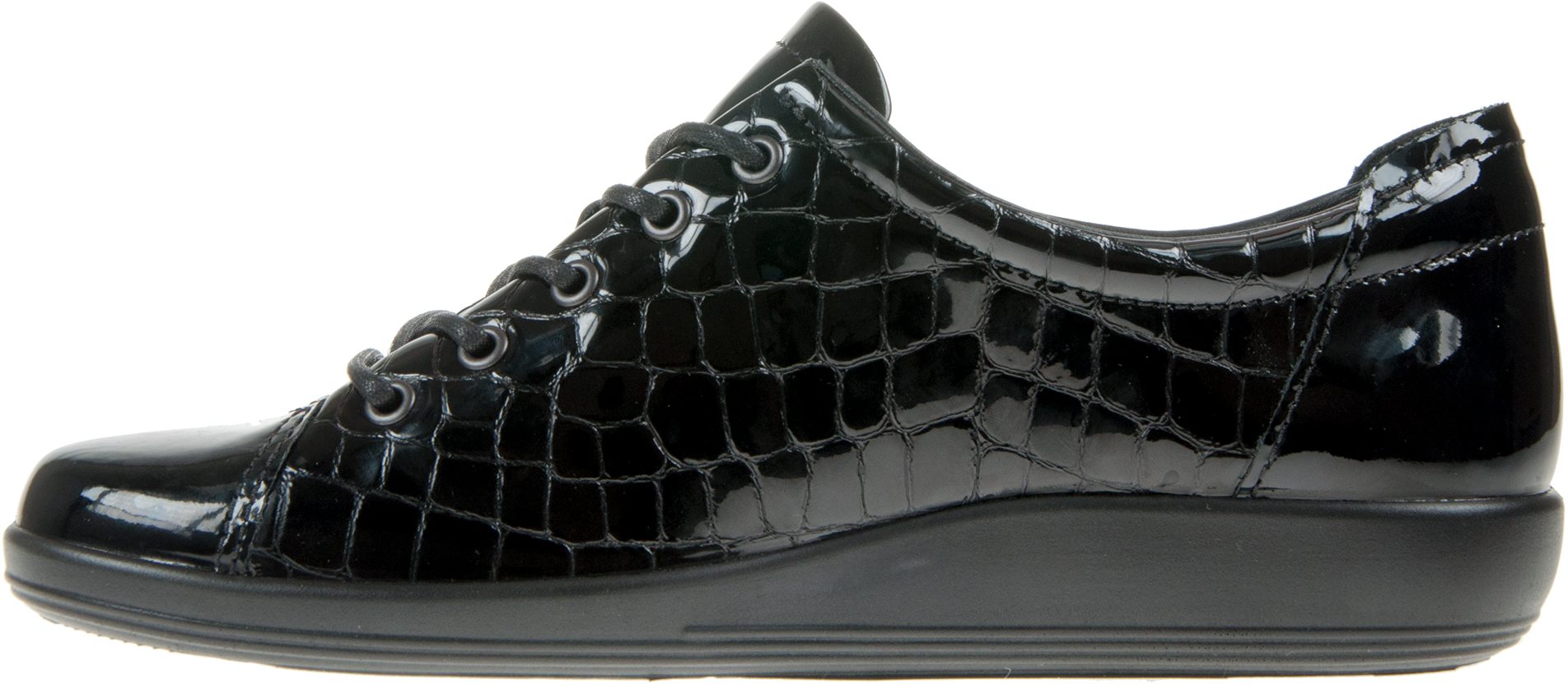 Ecco Soft 2.0 Lace Black Croc Patent 206503 51052 - Everyday Shoes ...
