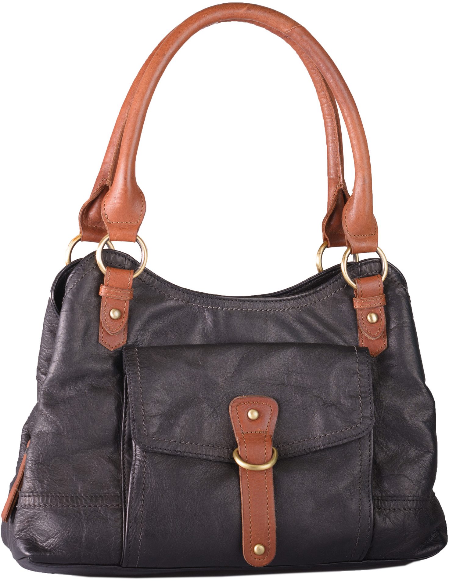 Bolla Bags Fern Black / Cognac - Shoulder Bag - Humphries Shoes