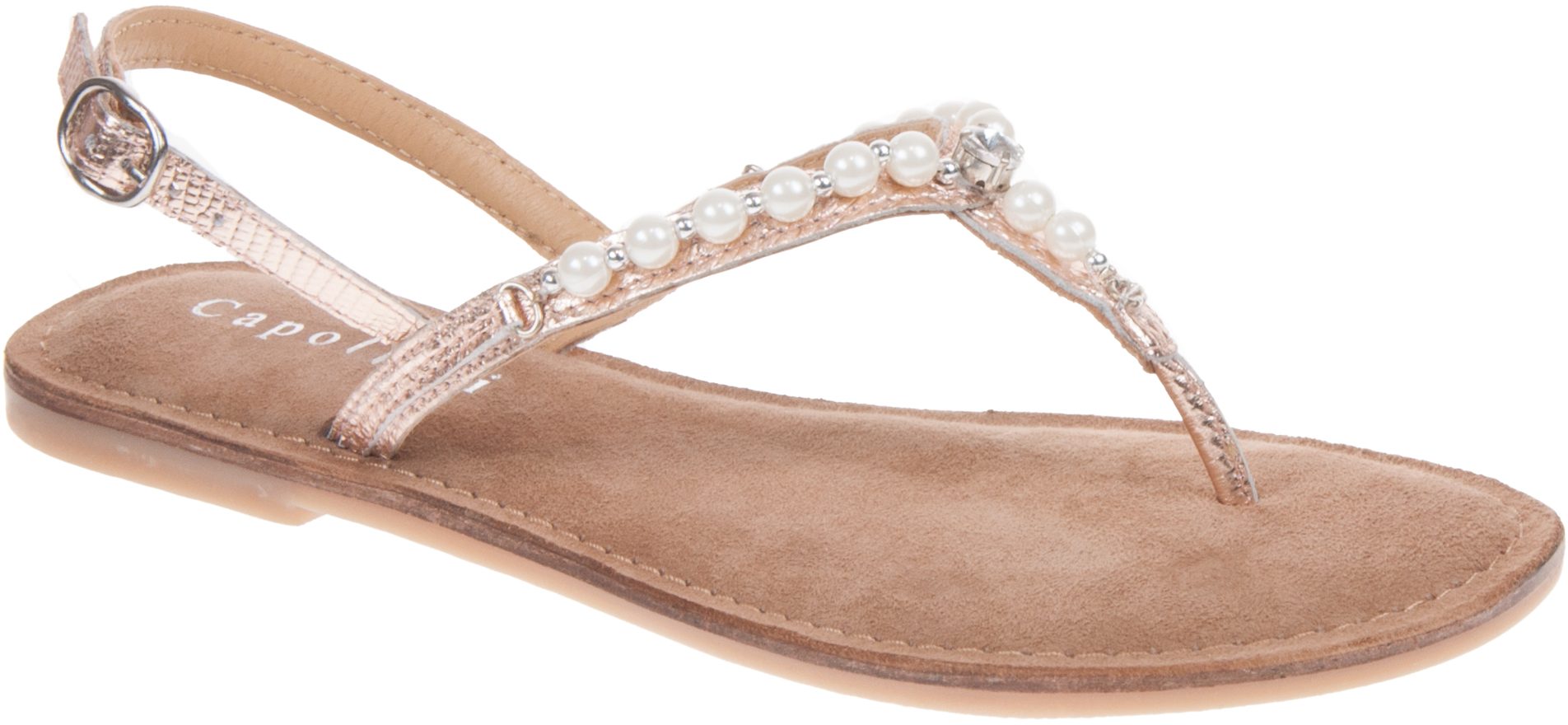 Capollini Tricia Rose Gold E597 - Toe Post Sandals - Humphries Shoes