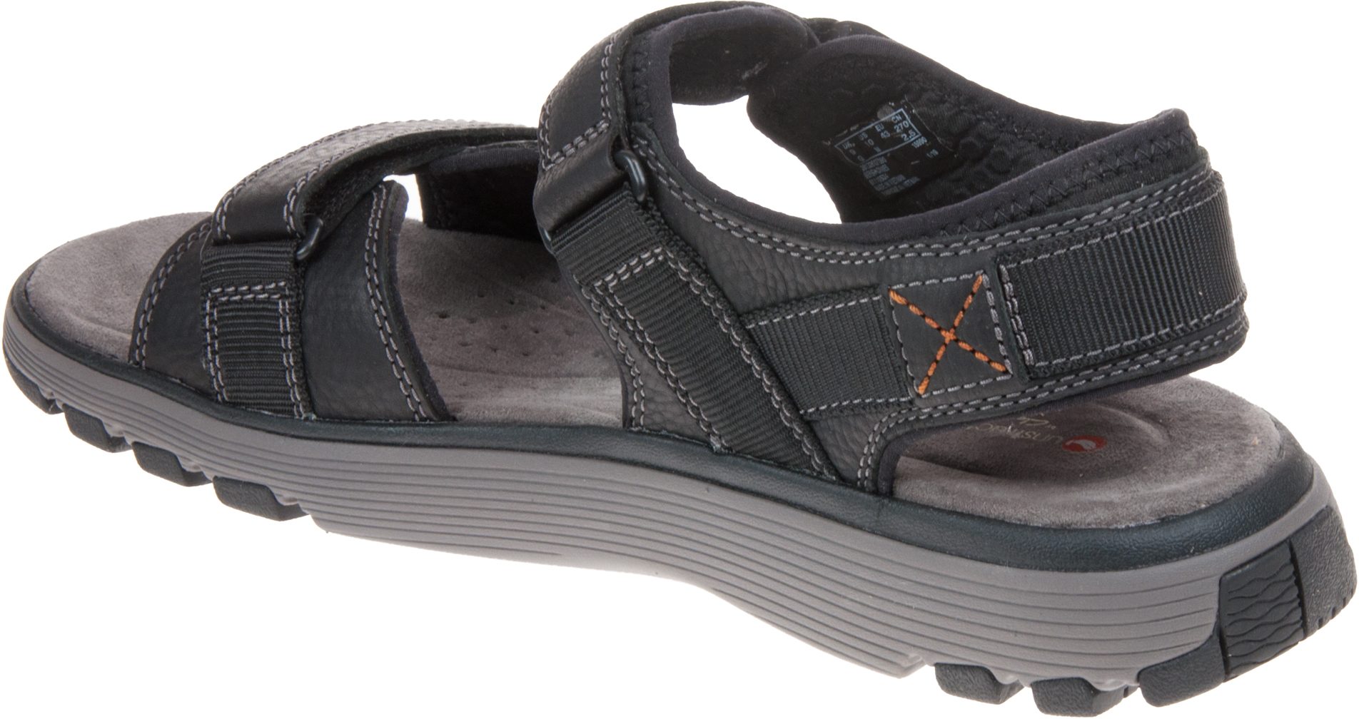 Clarks Un Trek Part Black Leather 26132612 - Full Sandals - Humphries Shoes