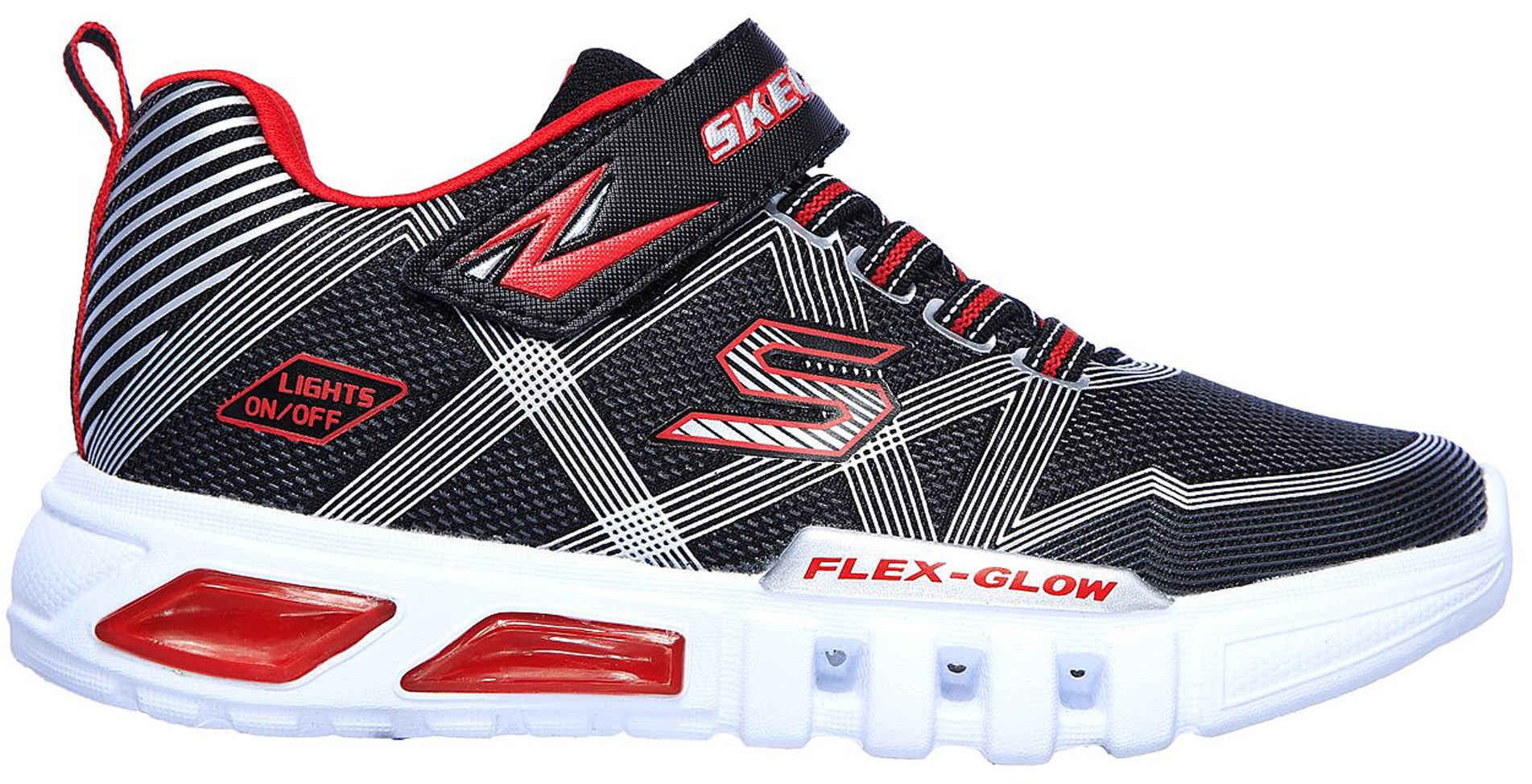 Skechers S Lights: Flex-Glow Black / Silver 90542L BKSL - Boys Trainers ...