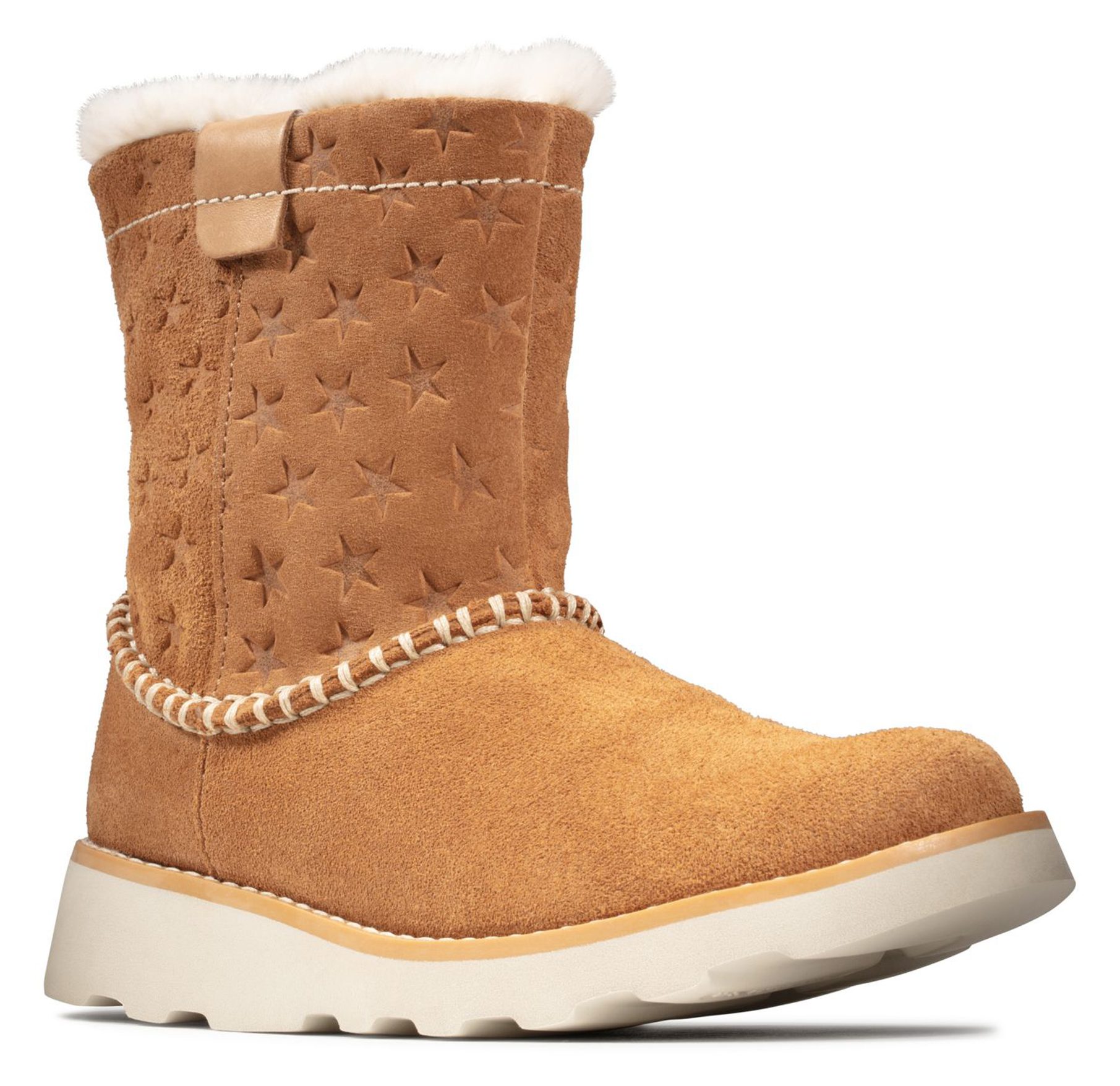 Clarks Crown Piper Kid Tan Suede 26143849 - Girls Boots - Humphries Shoes