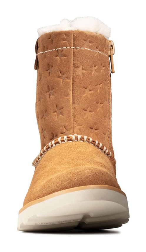 Clarks Crown Piper Kid Tan Suede 26143849 - Girls Boots - Humphries Shoes