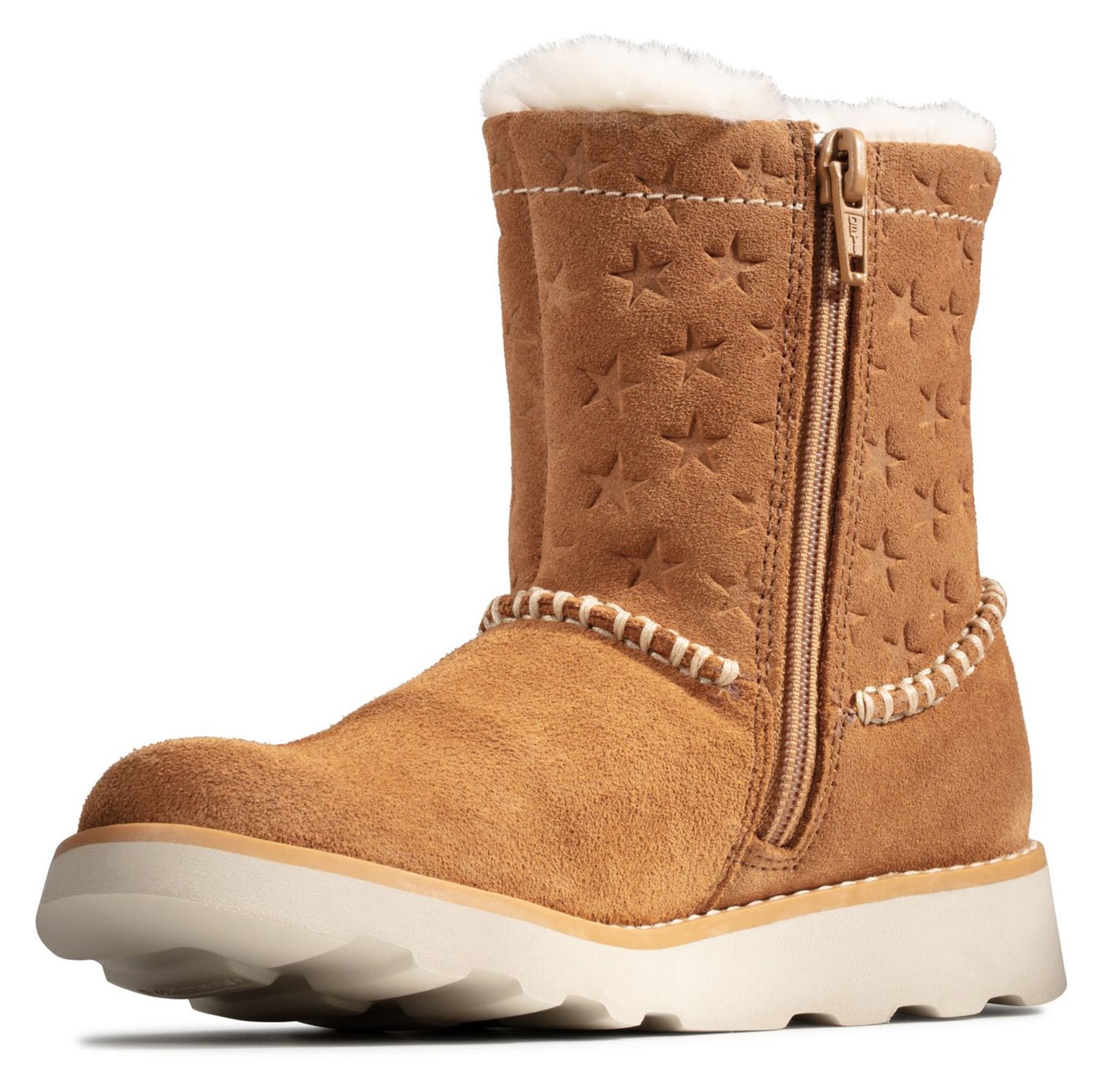 Clarks Crown Piper Kid Tan Suede 26143849 - Girls Boots - Humphries Shoes