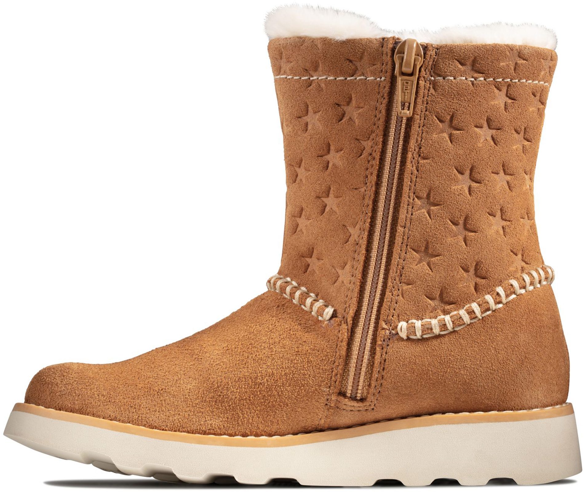 Clarks Crown Piper Kid Tan Suede 26143849 - Girls Boots - Humphries Shoes