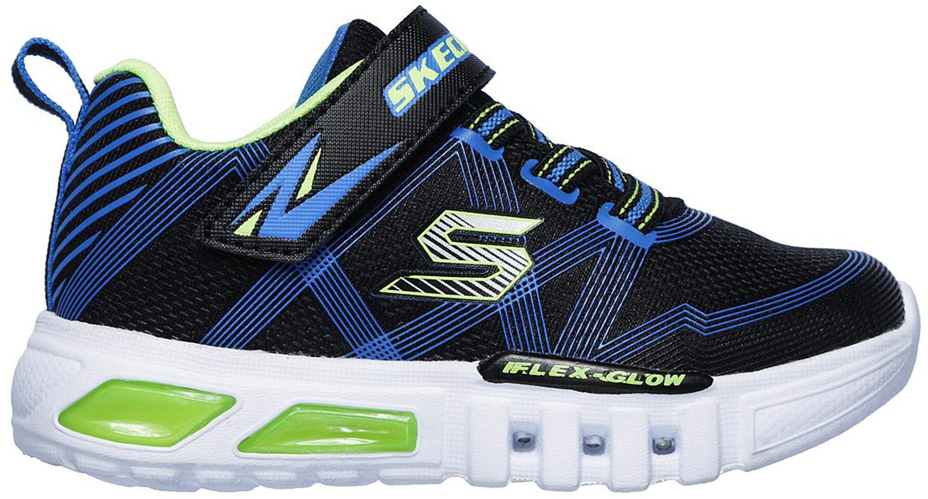 Skechers S Lights: Flex-Glow Black / Lime 90542N BBLM - Boys Trainers ...