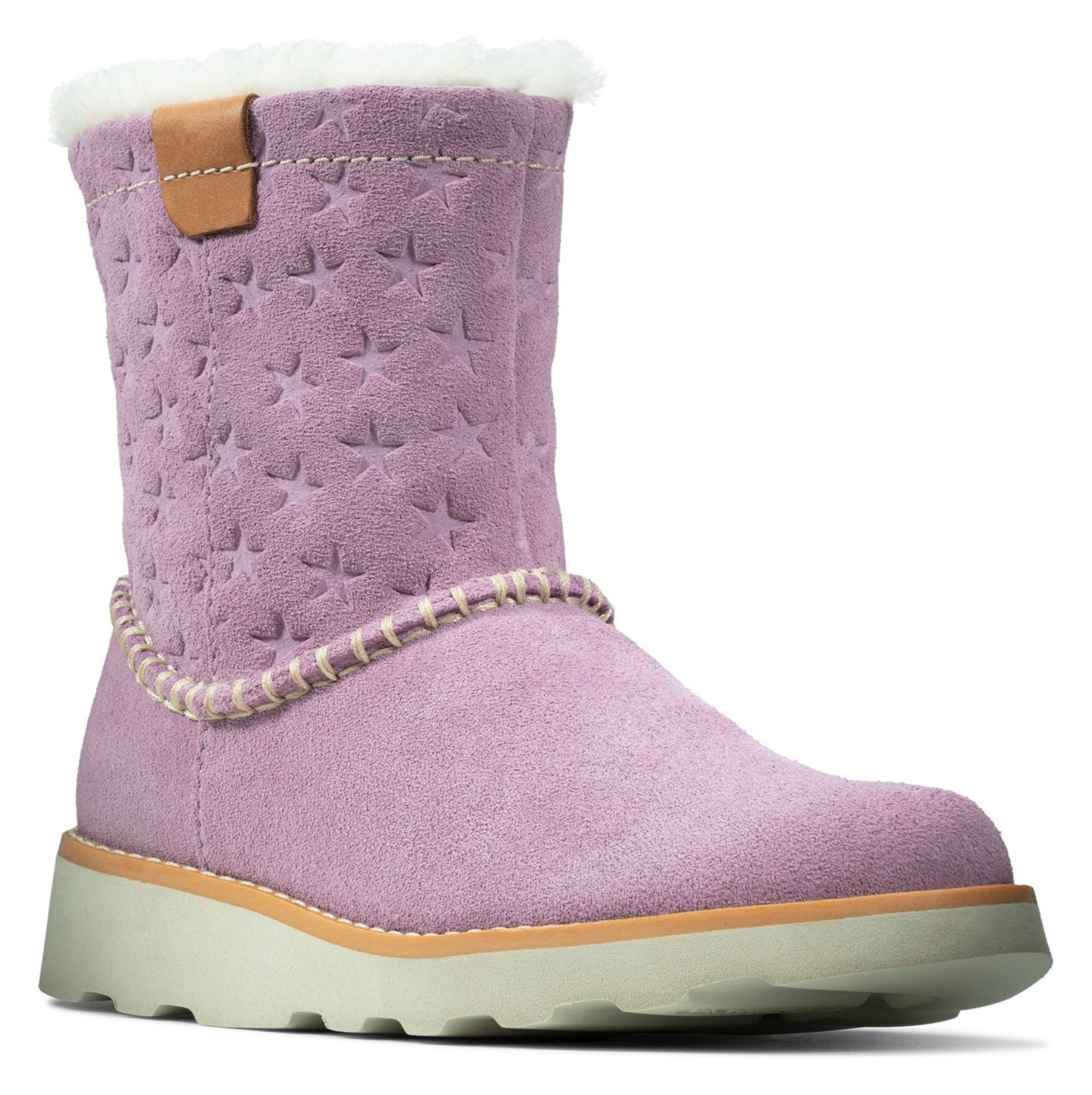 Clarks Crown Piper Kid Lilac Suede 26143869 - Girls Boots - Humphries Shoes