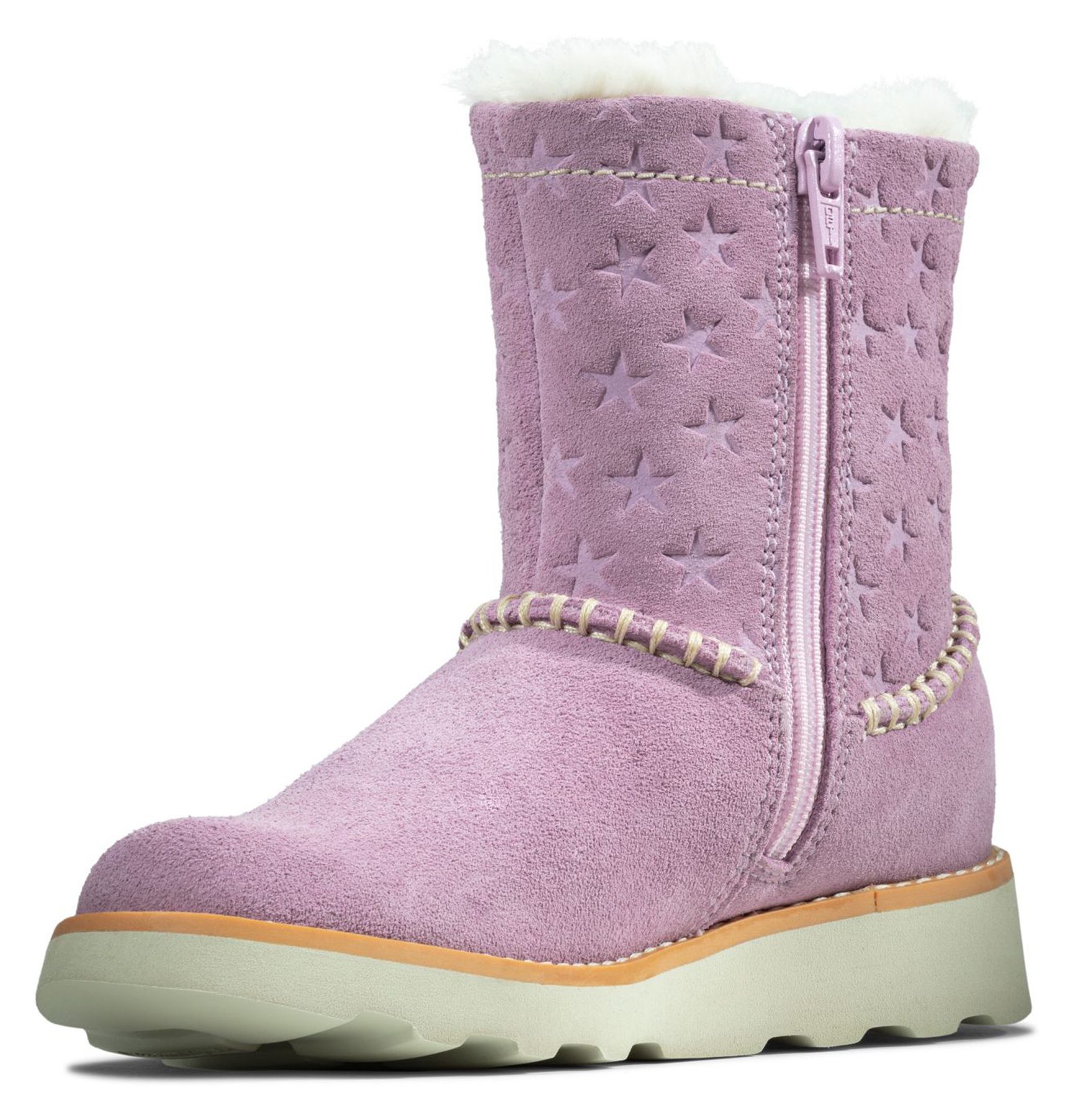 Clarks Crown Piper Kid Lilac Suede 26143869 - Girls Boots - Humphries Shoes