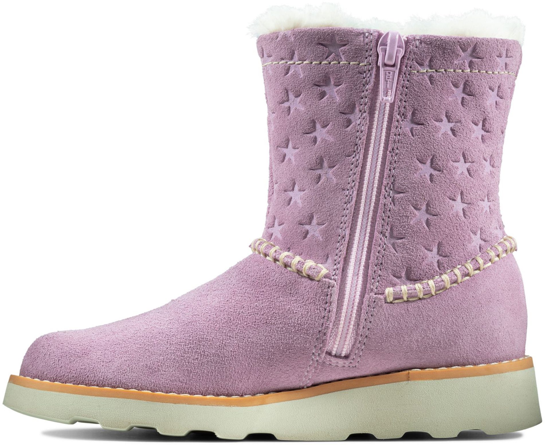 Clarks Crown Piper Kid Lilac Suede 26143869 - Girls Boots - Humphries Shoes