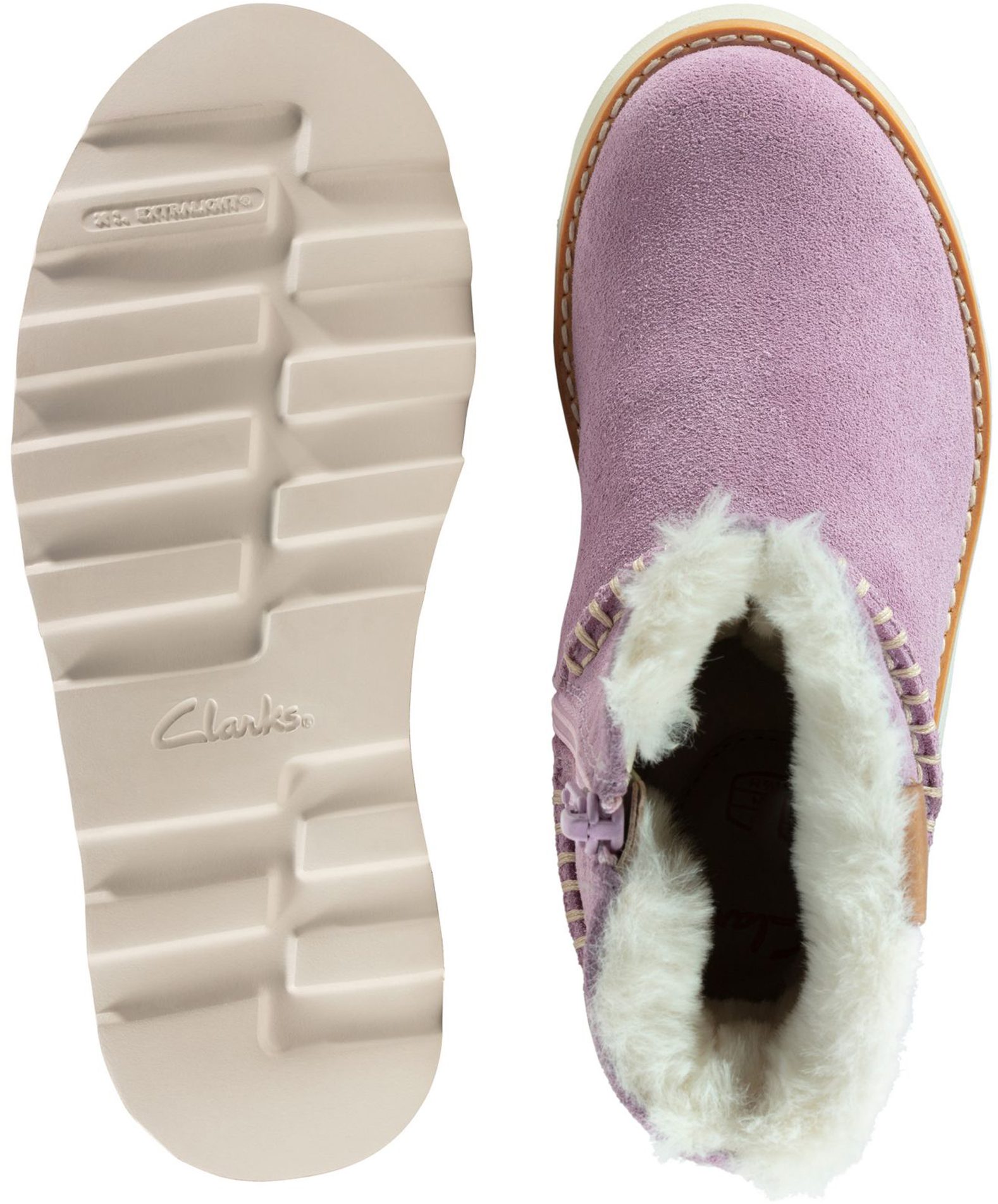 Clarks Crown Piper Kid Lilac Suede 26143869 - Girls Boots - Humphries Shoes