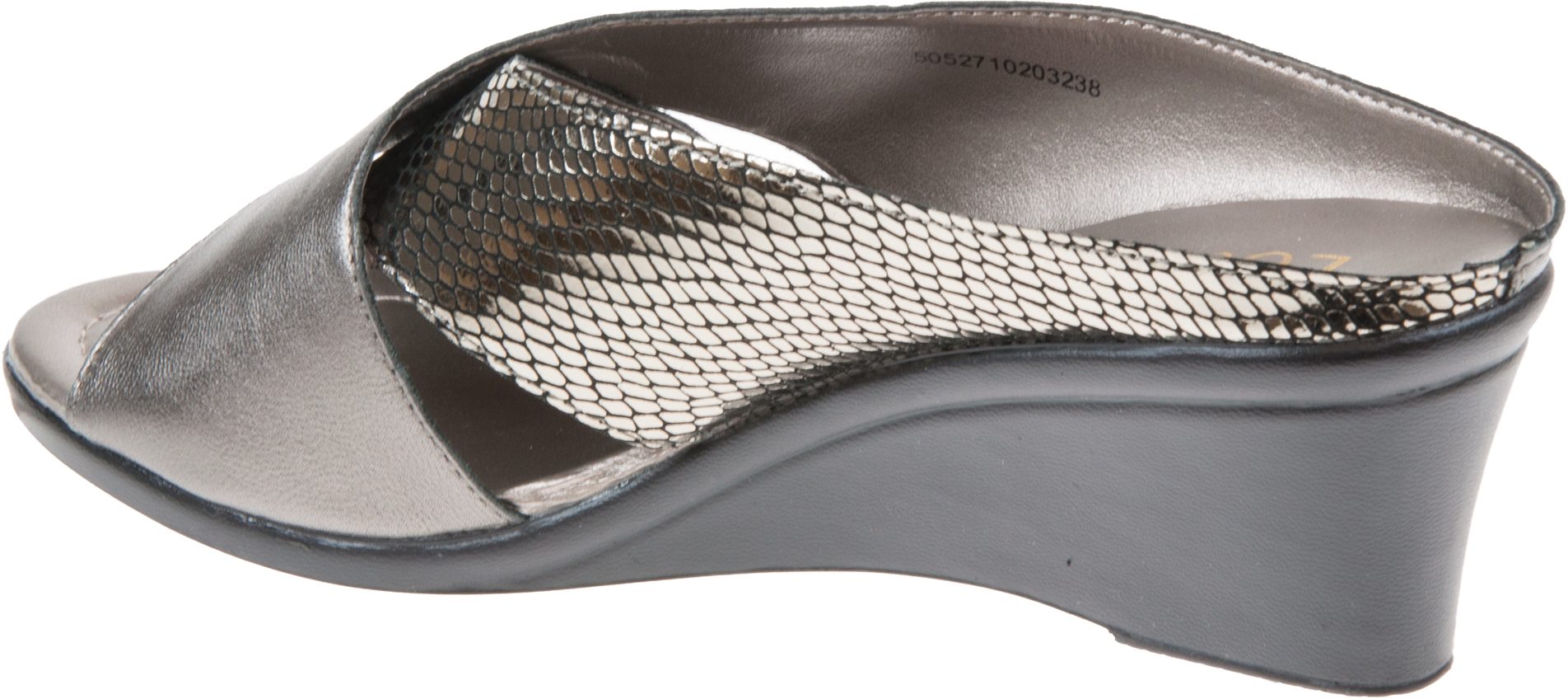 Lotus Trino Pewter Leather / Snake - Mule Sandals - Humphries Shoes
