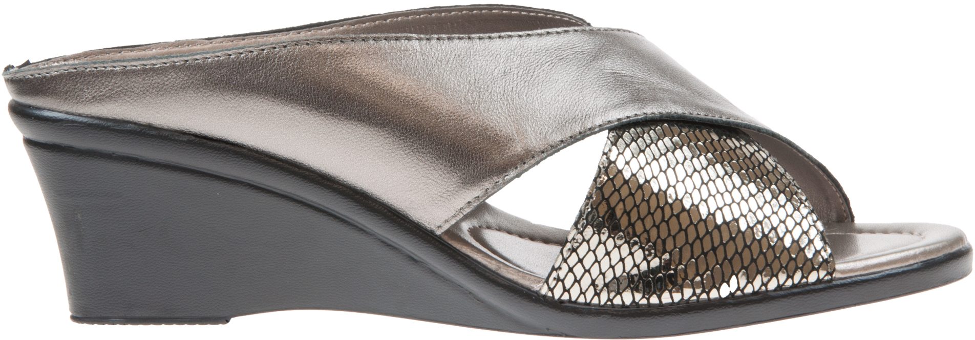 Lotus Trino Pewter Leather / Snake - Mule Sandals - Humphries Shoes