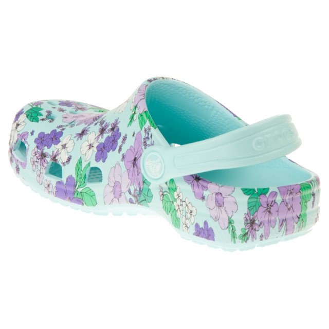 Crocs Classic Floral Clog Ice Blue 206146-409 - Girls Sandals ...