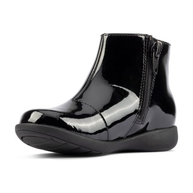 Clarks Etch Glow Toddler Black Patent 26162849 Girls Boots Humphries Shoes