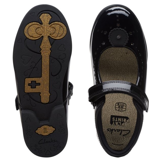 Clarks Magic Step Bar Kid Black Patent 26169709 - Girls School Shoes ...