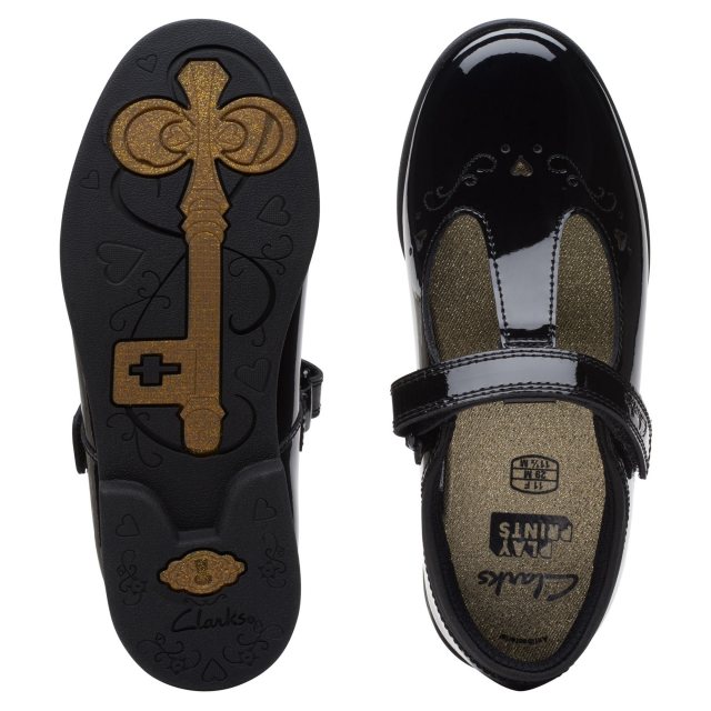 Clarks Magic Step Lo Kid Black Patent 26169451 - Girls School Shoes ...