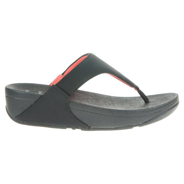 FitFlop Lulu Toe Post Black/Coral EE4-921 - Toe Post Sandals ...