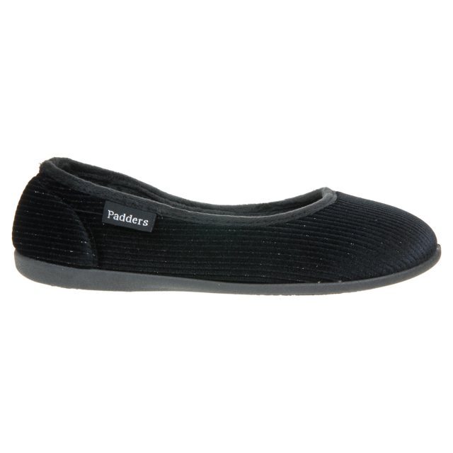 Padders Ballerina Black Sparkle Cord 4025/1097 - Ballerina Slippers ...