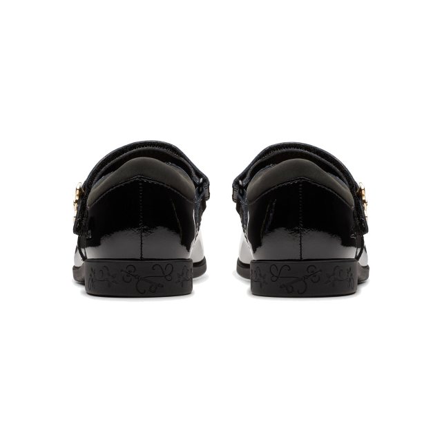 Clarks Lock Magic Kids Black Patent 26176490 - Girls School Shoes ...