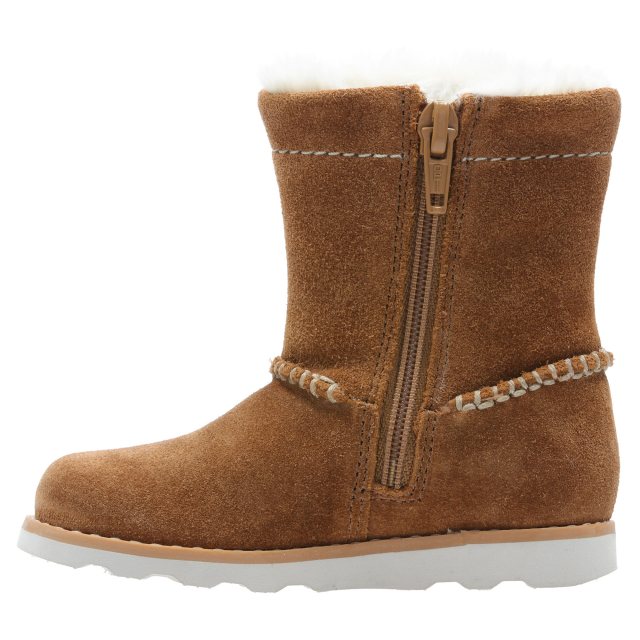 Clarks Crown Piper Tan Suede 26135922 - Girls Boots - Humphries Shoes