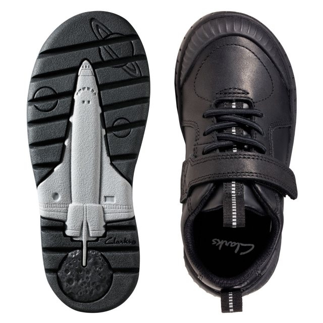 Clarks Apollo Step Toddler Black Leather 26147043 - Boys School Shoes ...