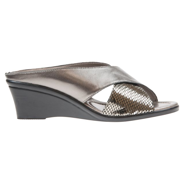 Lotus Trino Pewter Leather / Snake - Mule Sandals - Humphries Shoes