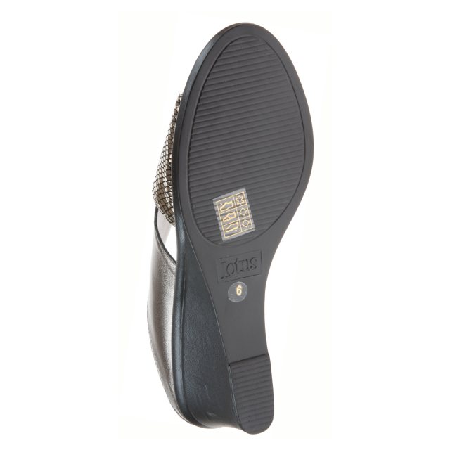 Lotus Trino Pewter Leather / Snake - Mule Sandals - Humphries Shoes